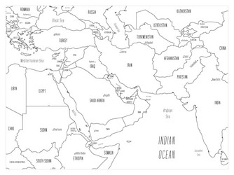 Middle east map - hand-drawn cartoon style Vector Image