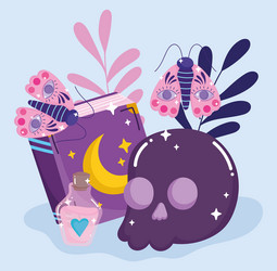 Skull butterfly spell Royalty Free Vector Image