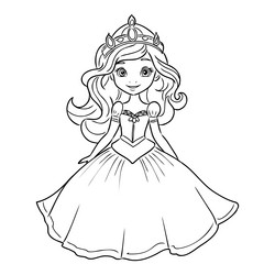 Little princess coloring page for kids Royalty Free Vector