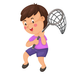 Happy cute kids girl catch bug Royalty Free Vector Image