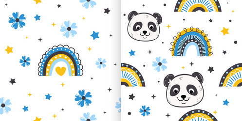 Cute hippie seamless pattern Royalty Free Vector Image