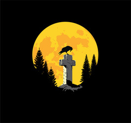 Crow red moon Royalty Free Vector Image - VectorStock