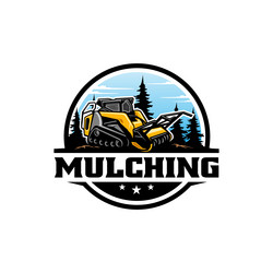 Forestry mulching machine isolated logo Royalty Free Vector