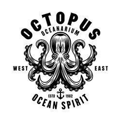 Octopus emblem logo badge label Royalty Free Vector Image