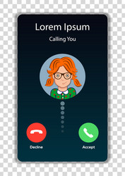 Screen of smartphone with incoming call Royalty Free Vector