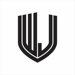Wj logo monogram with emblem shield shape design Vector Image