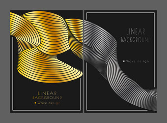 Linear composition abstract gold and silver lines Vector Image