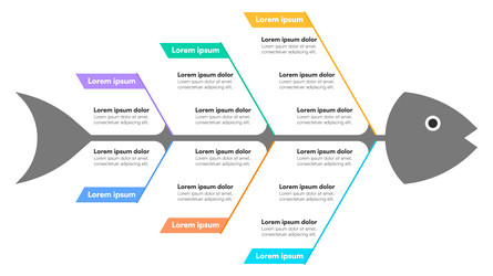 Colorful fishbone diagram infographic with white Vector Image