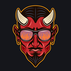 Red devil with flames mascot design Royalty Free Vector