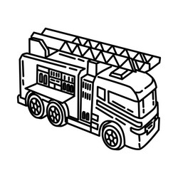 Fire engine icon doodle hand drawn or outline Vector Image