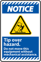 Caution tip over hazard do not move label Vector Image