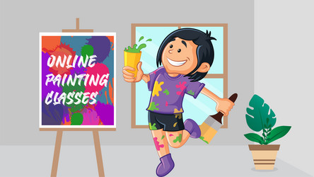 Banner design of online painting classes Vector Image