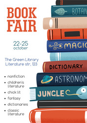 Flyer or poster template for book club promotion Vector Image