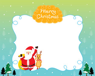 Santa and reindeer on border Royalty Free Vector Image