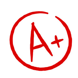A plus red grade mark school test Royalty Free Vector Image