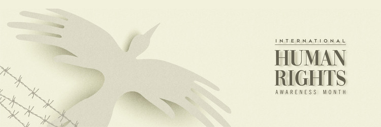 Human rights web banner of people hand bird Vector Image