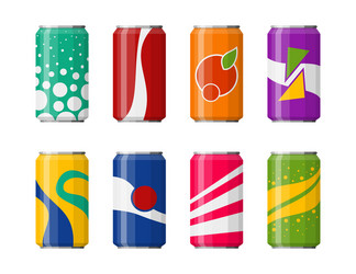 Soda cups and cans set drinks various flavors Vector Image