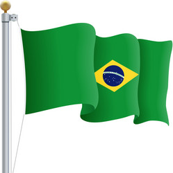 Flat and waving brazilian flag Royalty Free Vector Image
