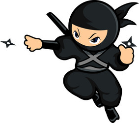 Black ninja cartoon jump Royalty Free Vector Image