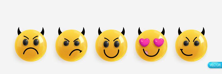 Emotion realistic 3d render set icon smile emoji Vector Image