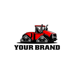 Backhoe loaders logo tractor with bucket Vector Image