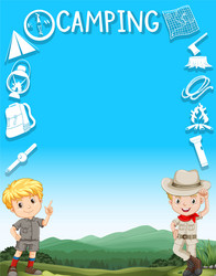 Border design with camping equipments Royalty Free Vector