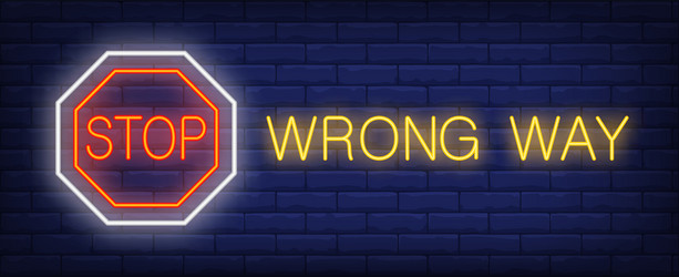 Stop here neon text with palm in octagon sign Vector Image