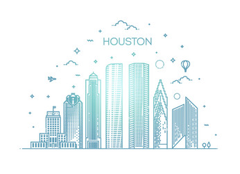 Houston city skyline Royalty Free Vector Image