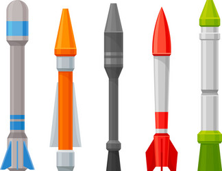 Military guided missiles of different color Vector Image