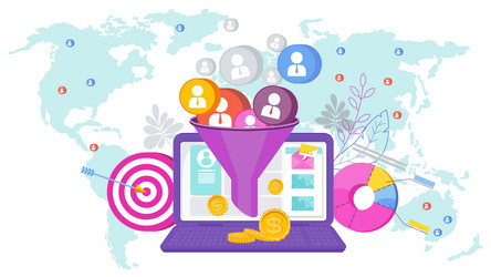 Sales funnel concept attracting potential Vector Image