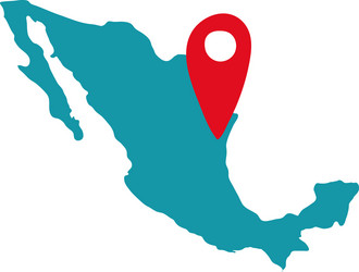 Mexican map with pin location block and flat style