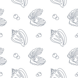 Open pearl shell continuous one line drawing Vector Image