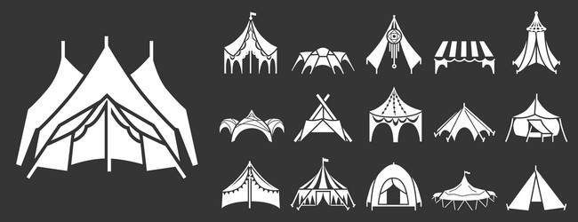 Canopy icon set simple style Royalty Free Vector Image