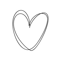 Love heart line black outline Royalty Free Vector Image