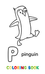 Cartoon of p letter for penguin Royalty Free Vector Image