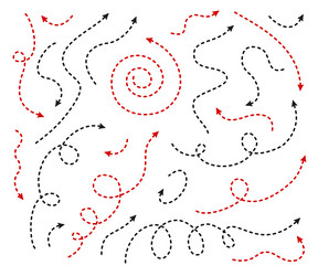 Big set arrows and directions signs thin dash Vector Image