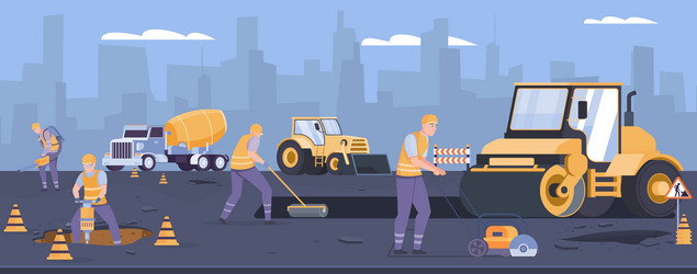 Road construction and highway maintenance workers Vector Image