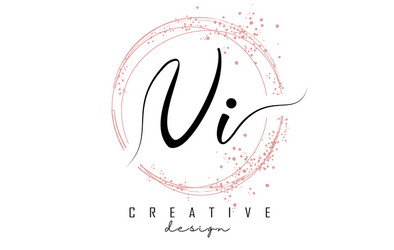 Creative blue letters vi v i logo with leading Vector Image