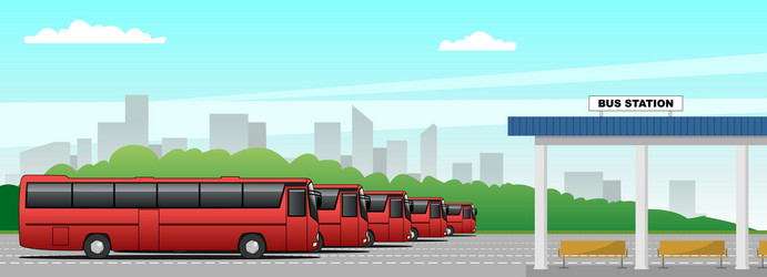 Bus station intercity buses on background Vector Image