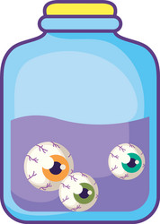 Jar with eyes scary halloween on white background Vector Image