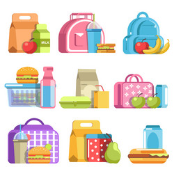 Children school lunch icon lunchbox kid nutrition Vector Image