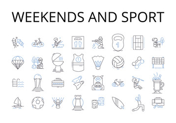 Weekends and sport line icons collection Vector Image
