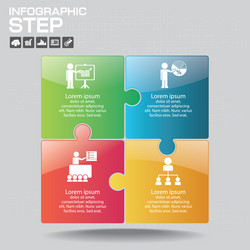 Colorful puzzle 5 details business component Vector Image