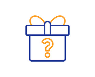 Gift box with question mark line icon present Vector Image