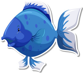 Cute fish sea animal cartoon sticker Royalty Free Vector