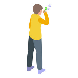 Cute girl blowing bubbles icon isometric Vector Image