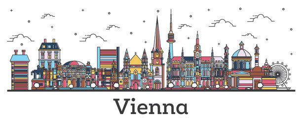 Flat line vienna banner Royalty Free Vector Image
