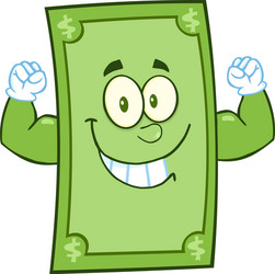 Green dollar bill cartoon Royalty Free Vector Image