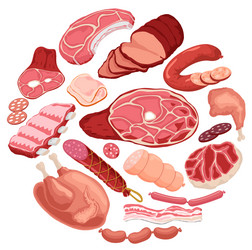 Raw meat drawing set hand drawn beef steak Vector Image