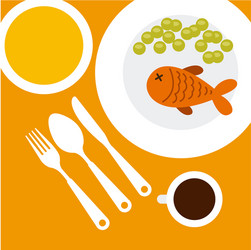 Empty orange color dish with figured edges Vector Image